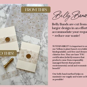 Faux Gold Floral Vellum Belly Band, 5x7 Vellum Wedding Invitation Band ...