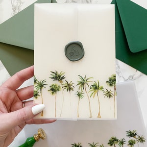 Palm Tree Vellum Wrap, 5x7 Vellum Wedding Invitation, Tropical Beach ...