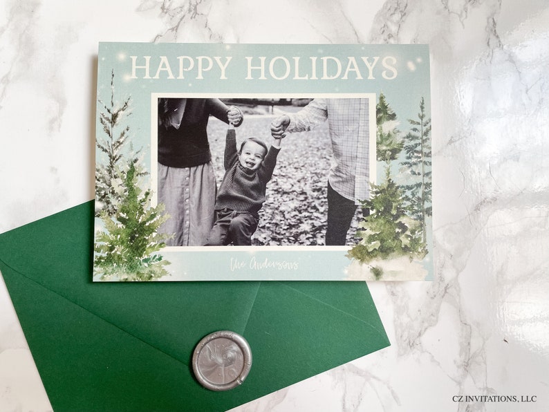 Rustic Christmas Tree Card Template Rustic Holiday Card - Etsy