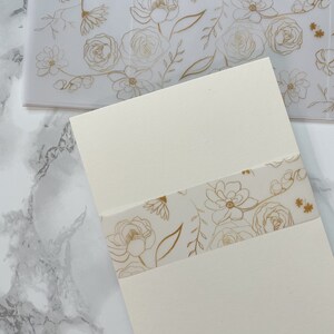 Faux Gold Floral Vellum Belly Band, 5x7 Vellum Wedding Invitation Band ...