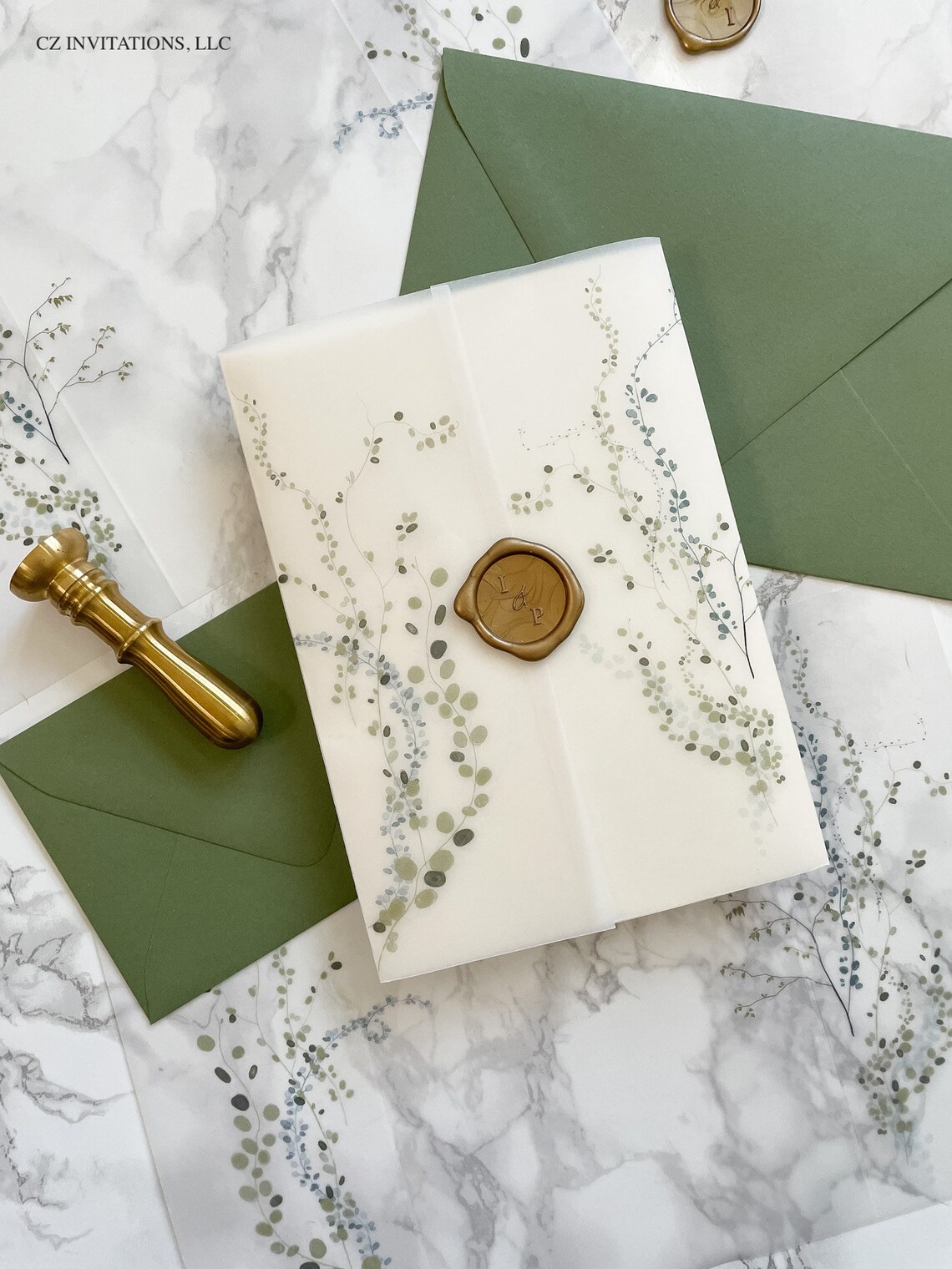 Ivy Vellum Wrap 5x7 Vellum Wedding Invitation Rustic Vellum - Etsy