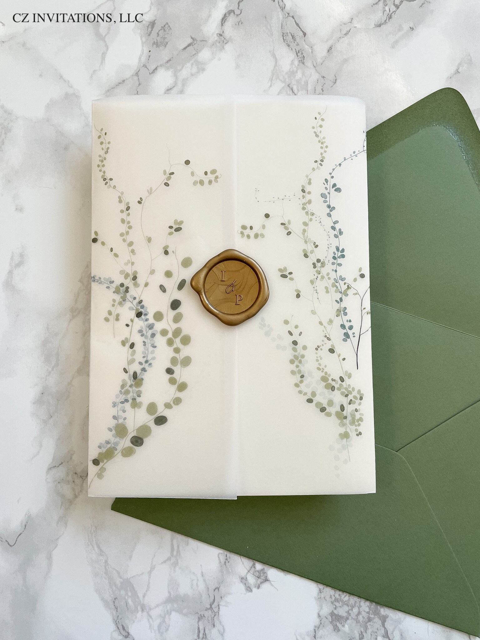 Ivy Vellum Wrap, 5x7 Vellum Wedding Invitation, Rustic Vellum Jacket ...