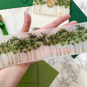Palm Tree Vellum Belly Band, 3" Vellum for 5x7 Wedding, Destination ...