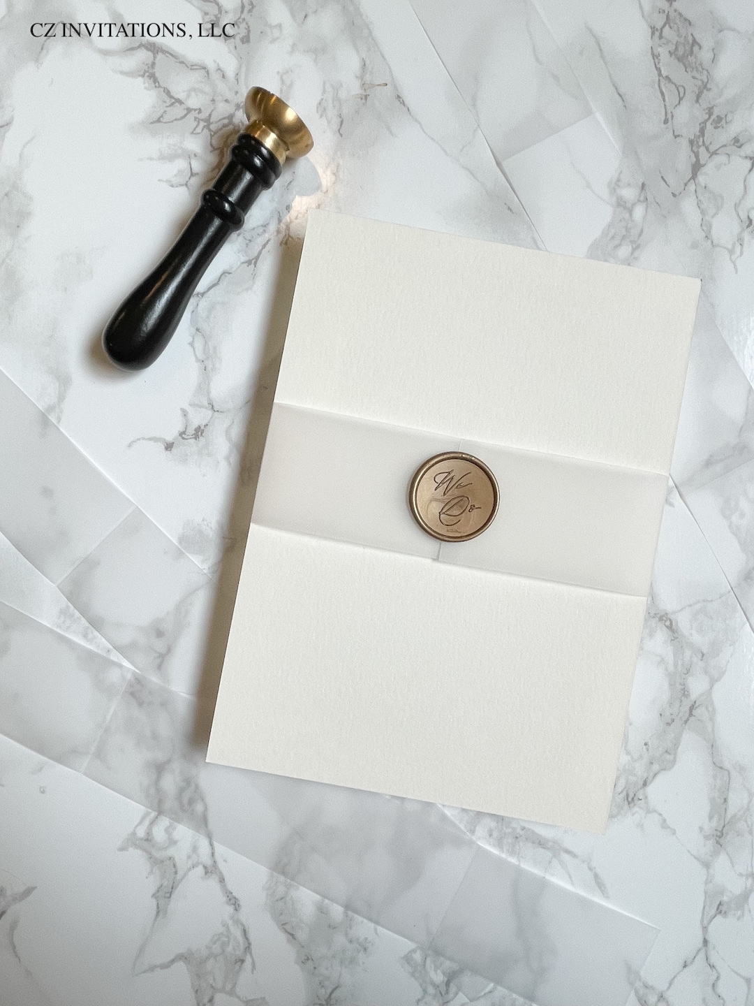 Vellum Wrap, 5x7 Vellum Belly Band Wedding Invitation, Vellum Jacket ...