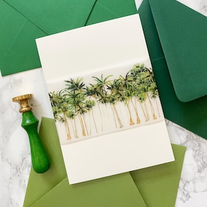 Palm Tree Vellum Belly Band, 3" Vellum for 5x7 Wedding, Destination ...