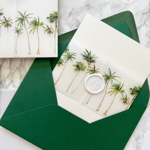 Palm Tree Vellum Belly Band, 3" Vellum for 5x7 Wedding, Destination ...