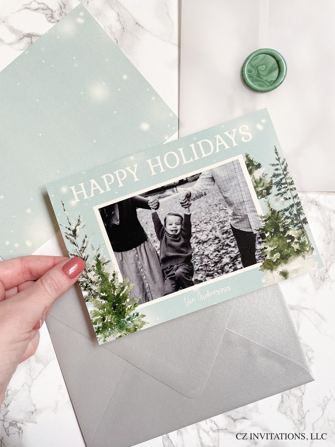 Rustic Christmas Tree Card Template Rustic Holiday Card - Etsy