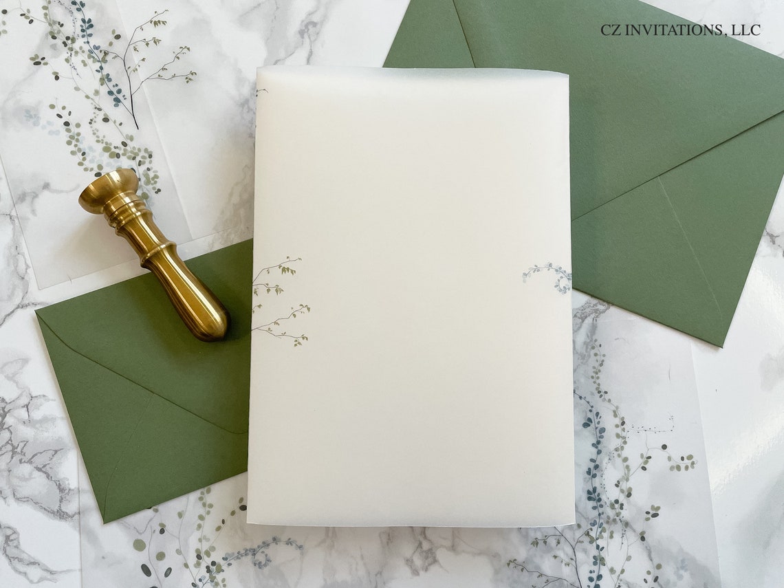 Ivy Vellum Wrap 5x7 Vellum Wedding Invitation Rustic Vellum - Etsy