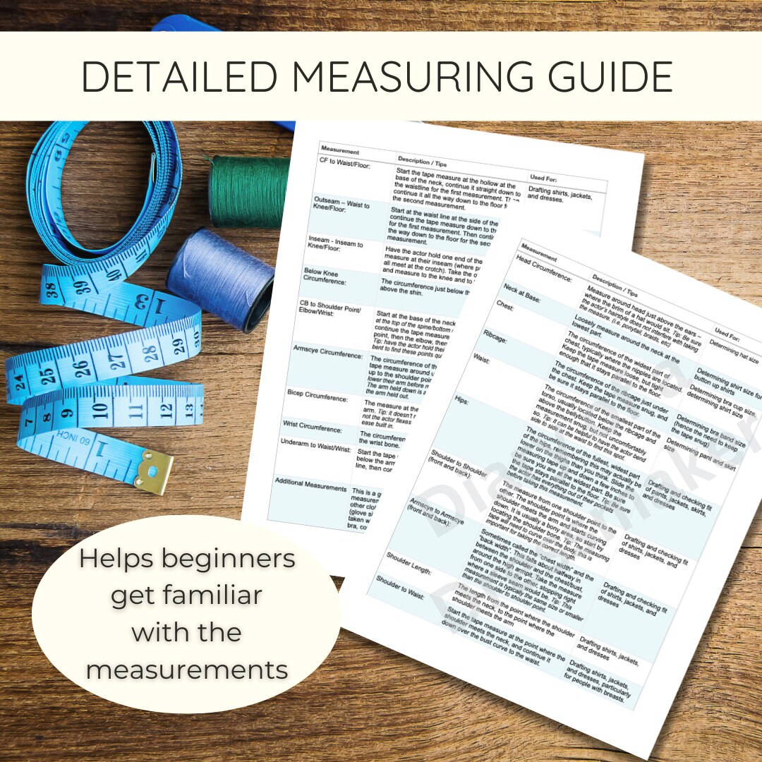 Costume Design Measurement Form Template - Digital Download - Etsy