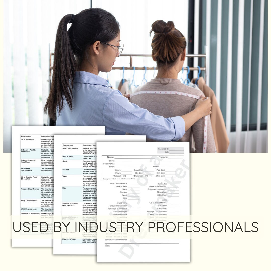 Costume Design Measurement Form Template - Digital Download - Etsy