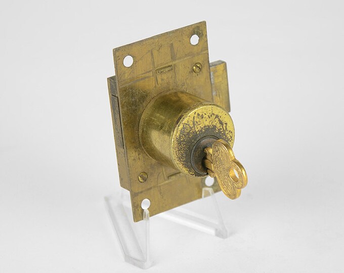Vintage Lock, Surface Mount Barrel Lock, Fancy Flat Keys, Cabinet Lock ...