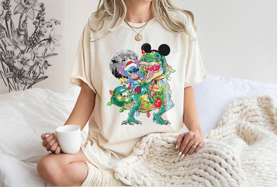 Stitch Rider Dinosaur Christmas PNG, Santa Stitch Clu… - Gem