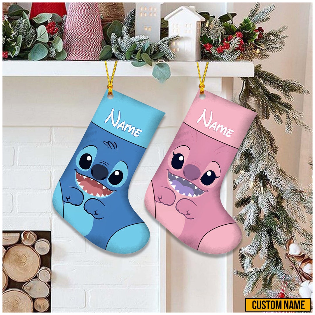 Disney Christmas Stockings, Stitch and Angel, Stitch Stocking, Disney ...