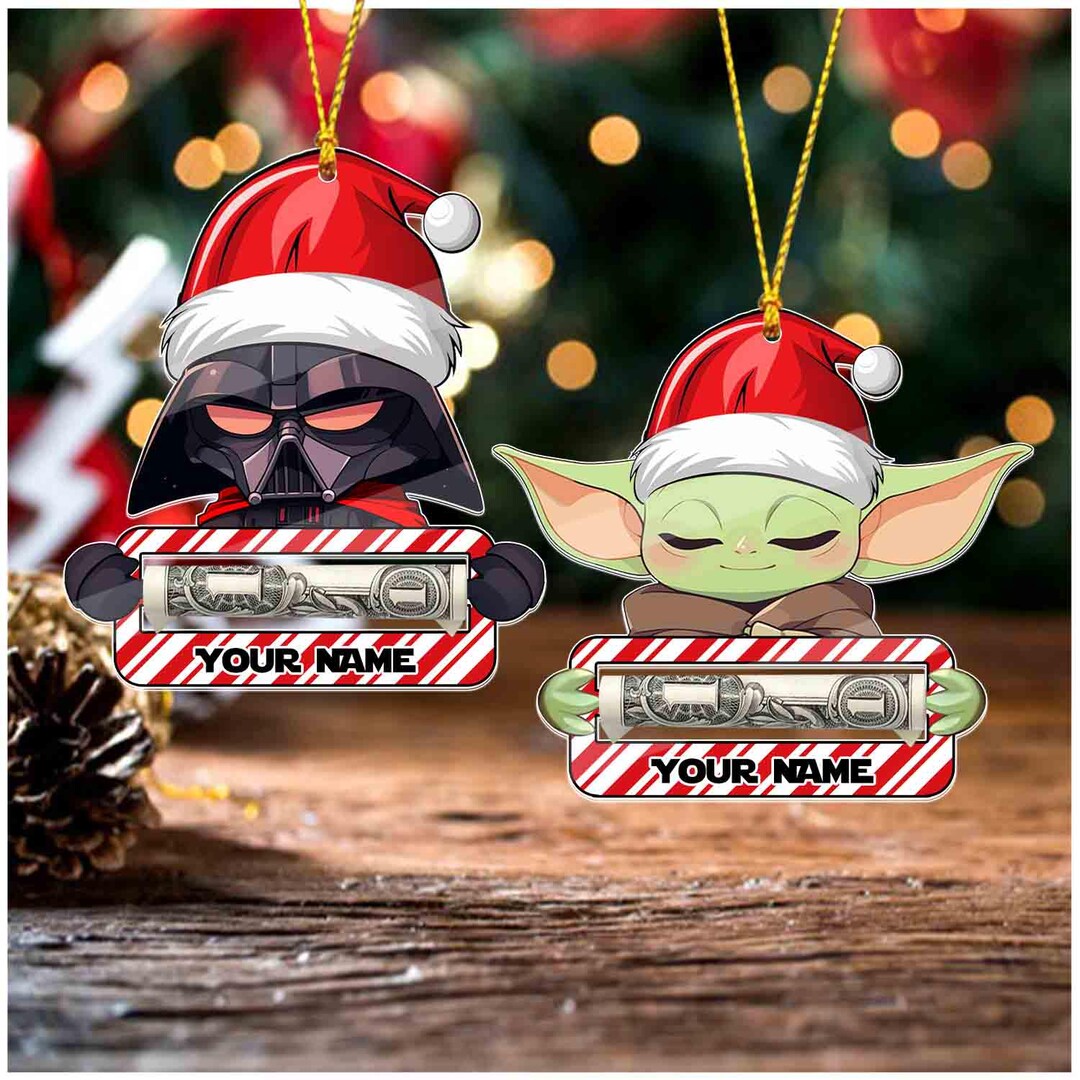 Custom Name Star Wars Money Holder Christmas Ornament, Christmas Yoda ...