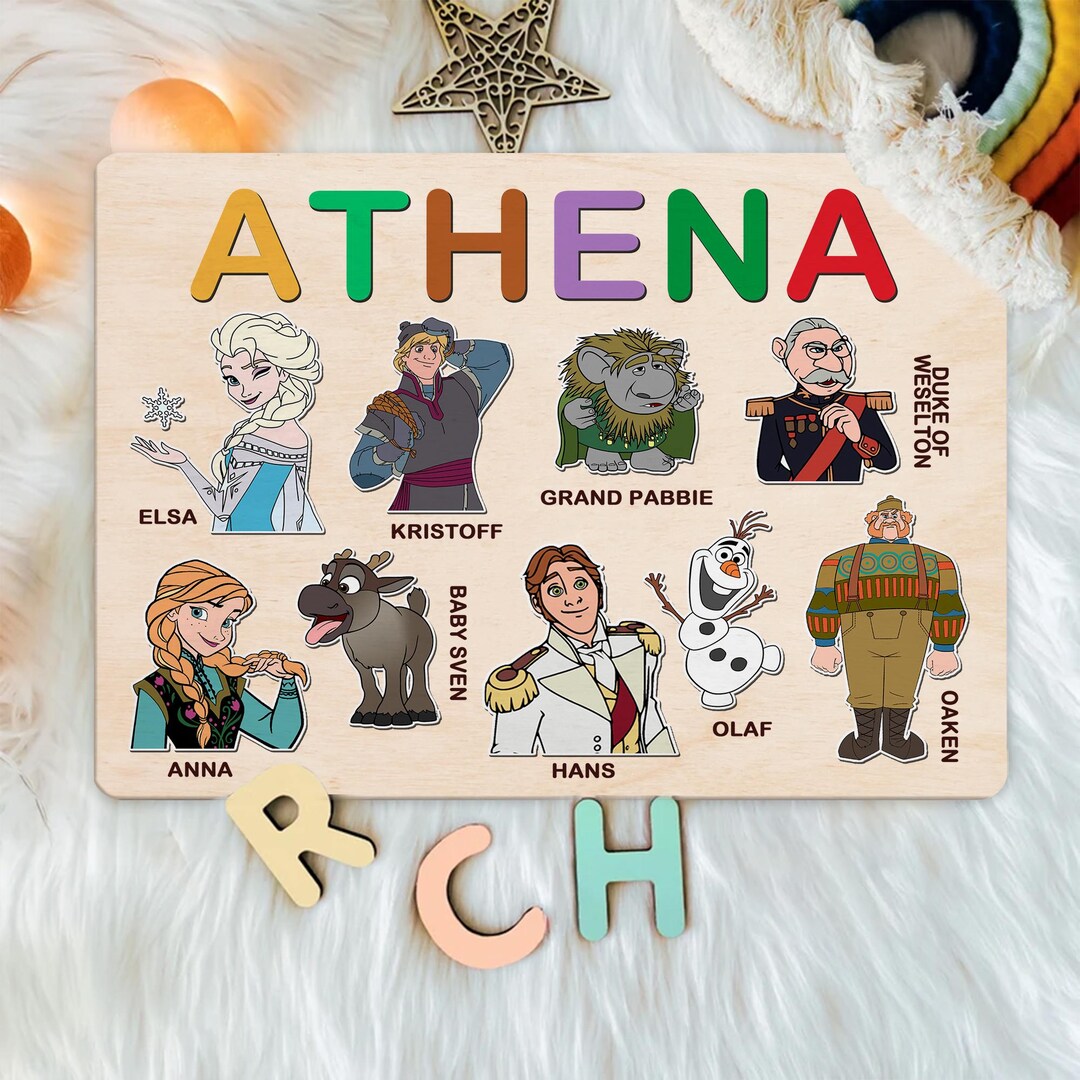 Personalized Frozen Characters Puzzle Board, Princess Elsa Puzzle Board ...