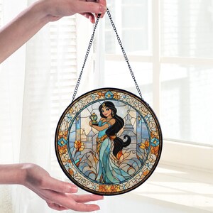 Princess Jasmine Glass Suncatcher, Disney Aladdin Suncatcher, Window ...