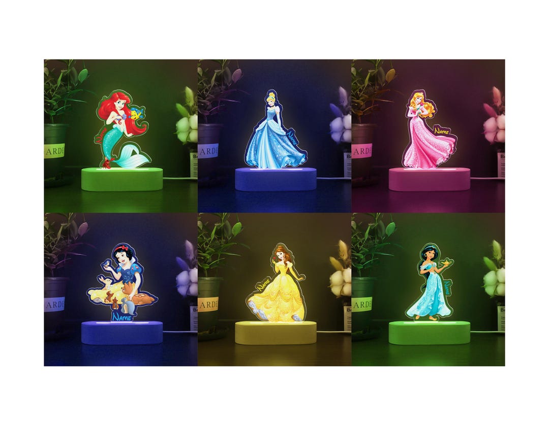 Custom Name Disney Princess Night Light, Custom Princess Ariel Led ...