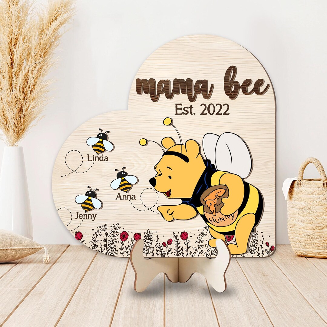Personalized Mama Bee Sign, Custom Winnie the Pooh Mama Sign, Bear Mama ...