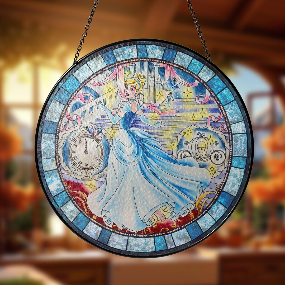 Princess Cinderella Glass Suncatcher Art, Disney Cinderella Suncatcher ...