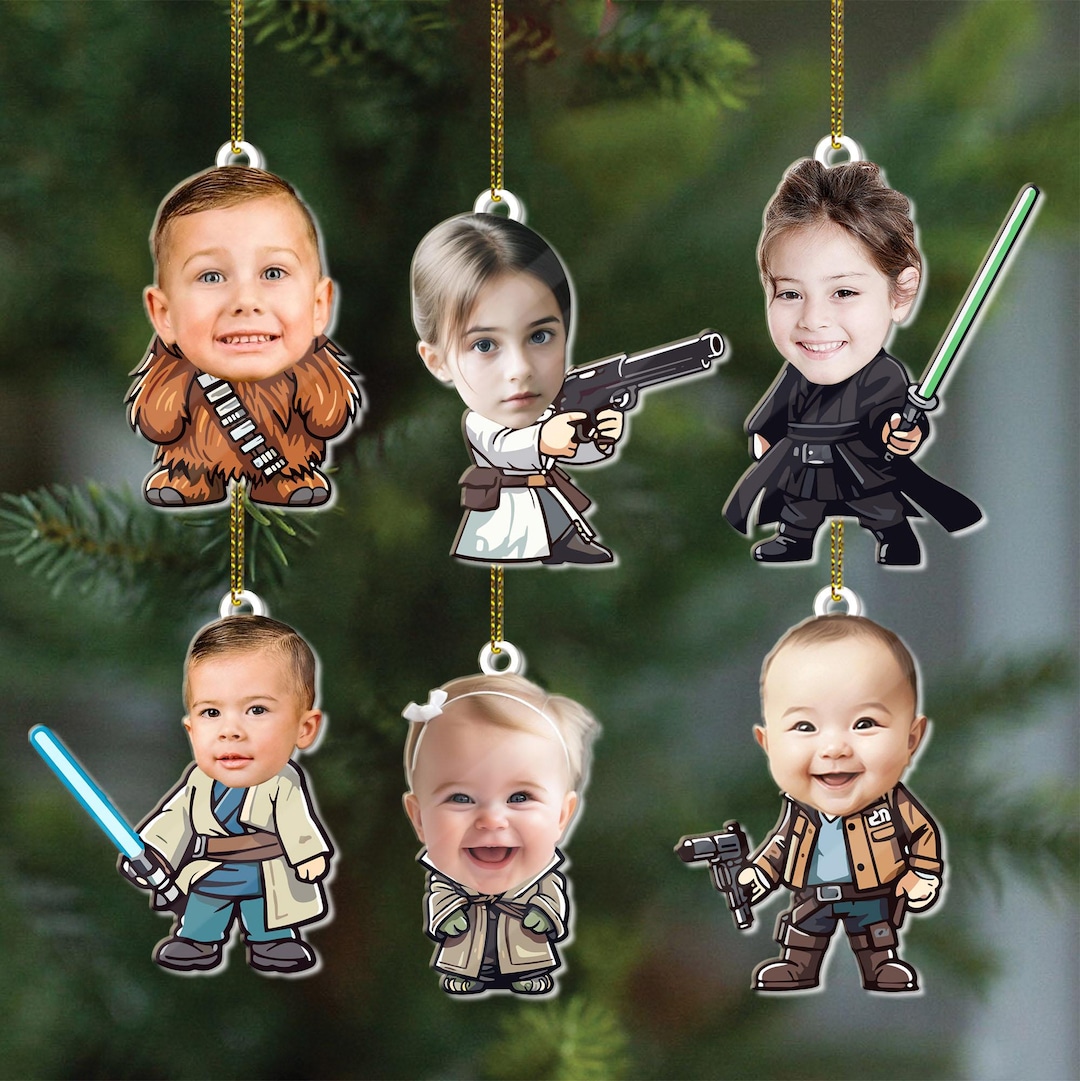 Personalized Face Photo Star Wars Characters Ornament, Christmas Yoda ...