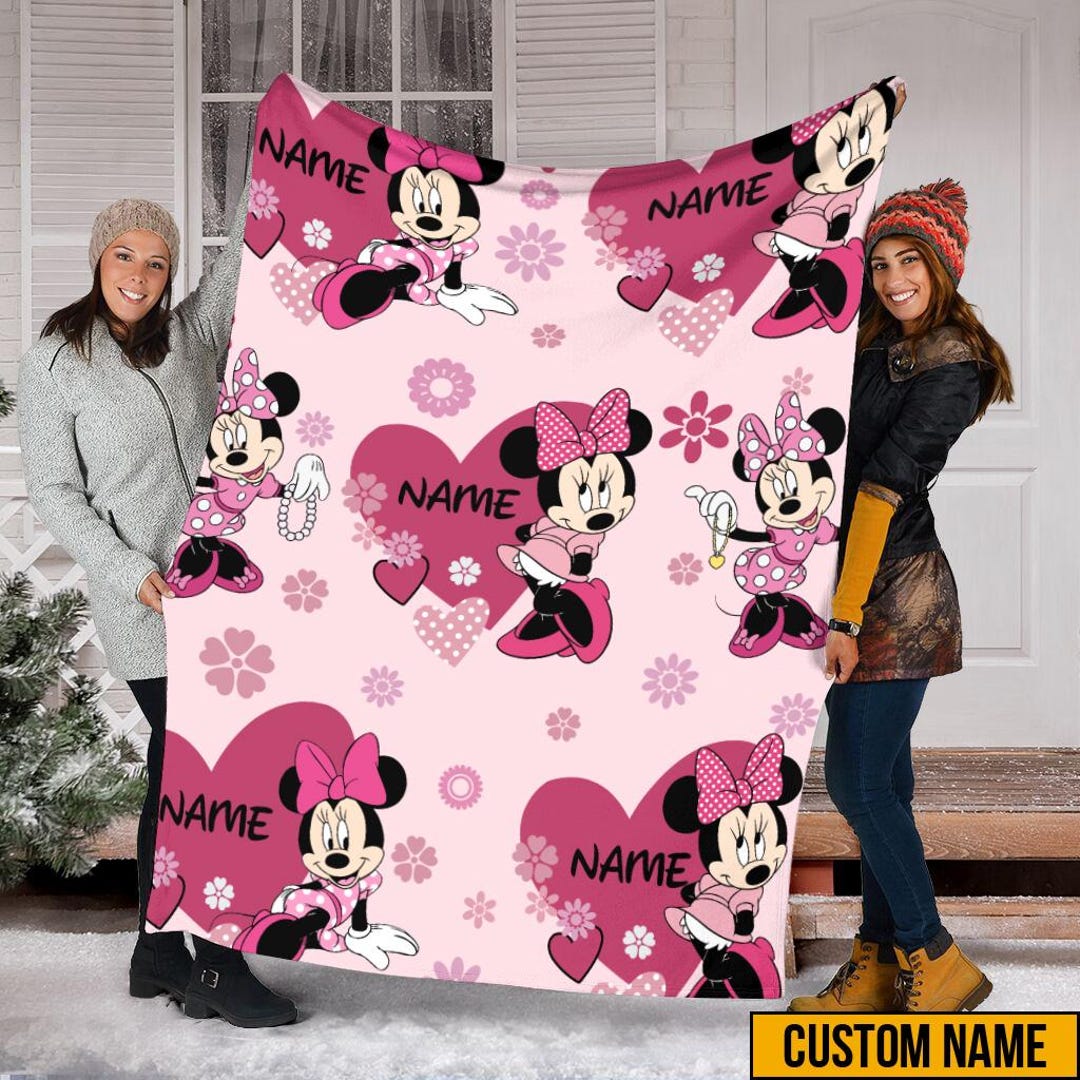 Custom Name Minnie Blanket, Cute Minnie Blanket, Birthday Gift Blanket ...