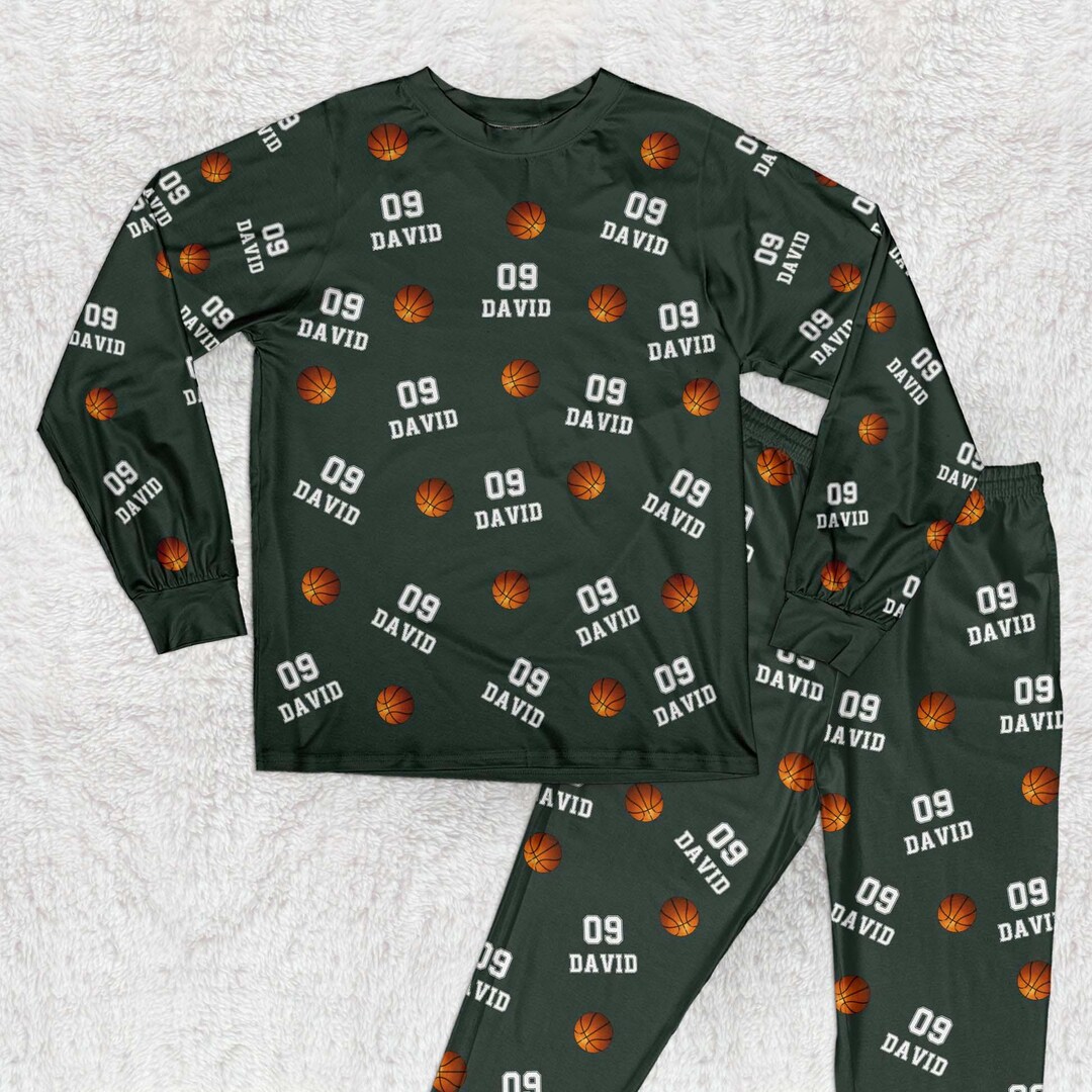 Basketball Custom Name, Gift for Kids, Birthday Gift, Number Pijama Set ...