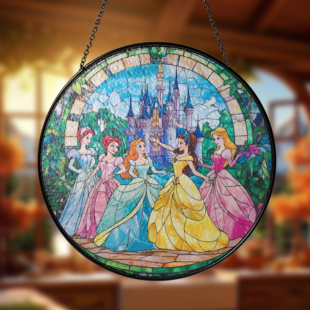 Disney Princess Glass Suncatcher, Disney Girl Trip Suncatcher, Window ...