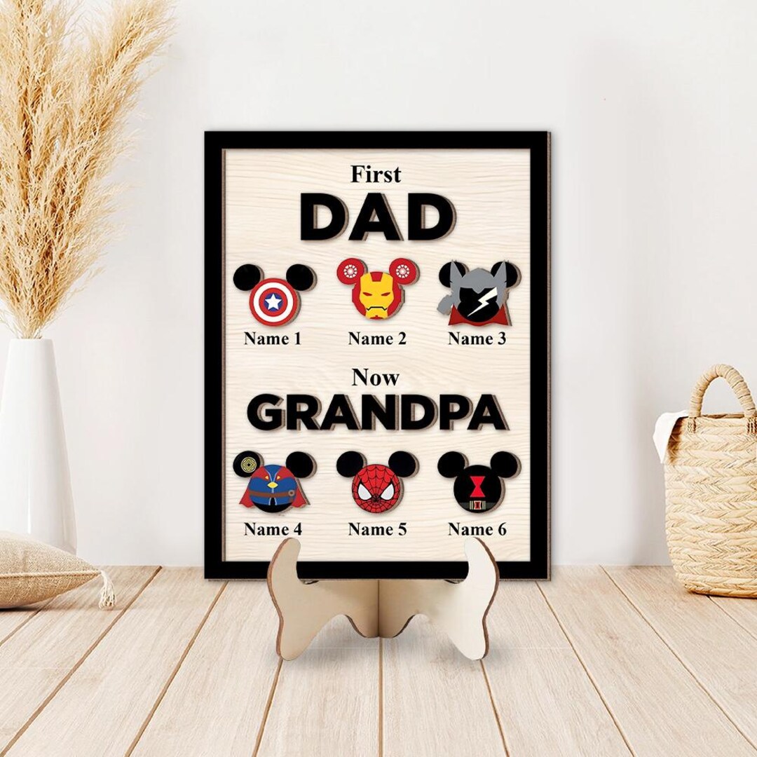 Customized Marvel First Dad Now Grandpa Wooden Sign, Custom Family ...