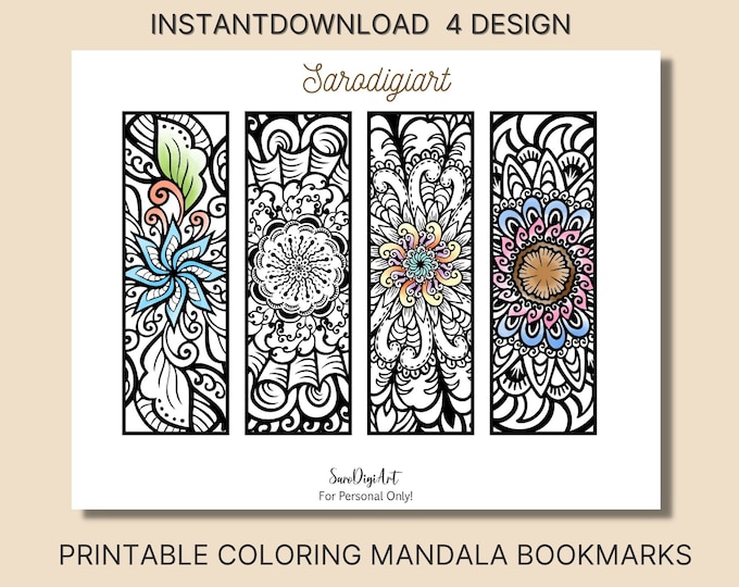 Coloring Bookmarks, Printable Bookmarks, Mandala Coloring, Bookmark Set ...