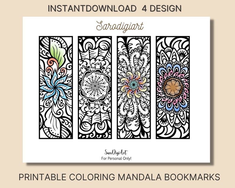 Mandala Coloring Bookmarks, Printable Coloring Pages for Kids, Teens ...