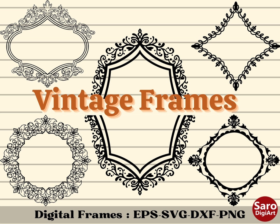 Vintage Label Frames, Label Frames SVG, Transparent Background, Label ...
