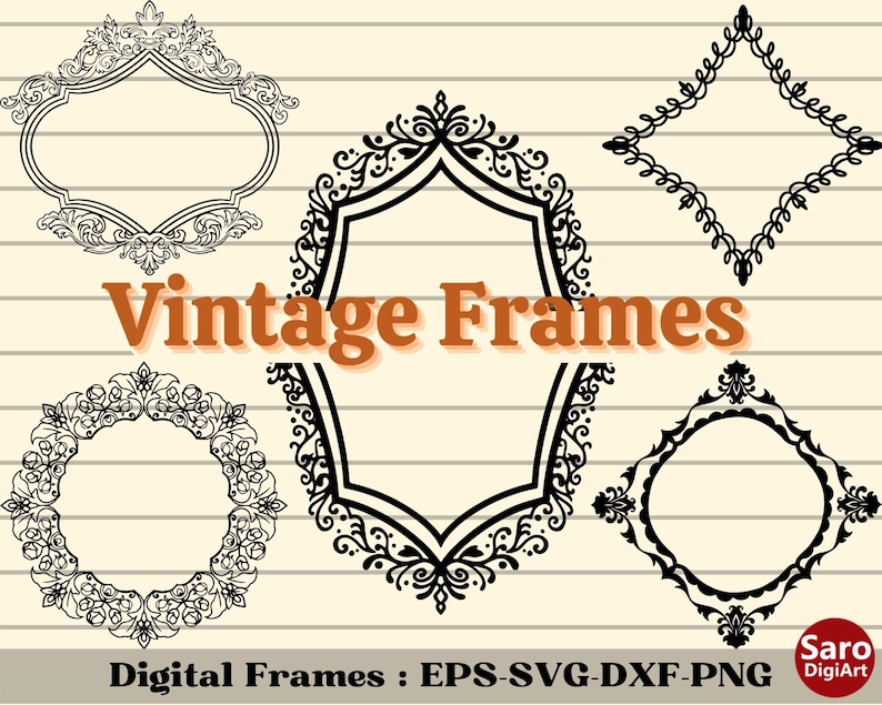 Vintage Label Frames, Label Frames SVG, Transparent Background, Label ...