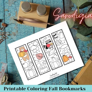 Printable Fall Color Your Own Bookmarks. for Classroom, Fall Party ...