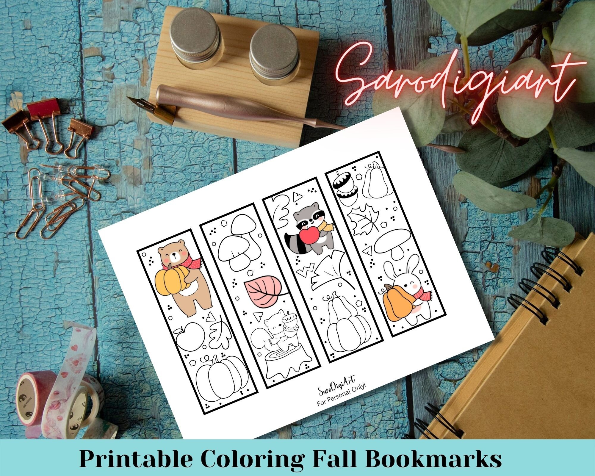Printable Fall Color Your Own Bookmarks. for Classroom, Fall Party ...