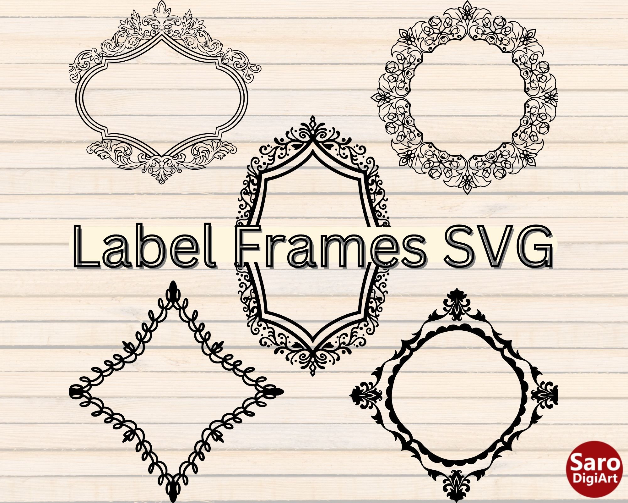 Vintage Label Frames, Label Frames SVG, Transparent Background, Label ...