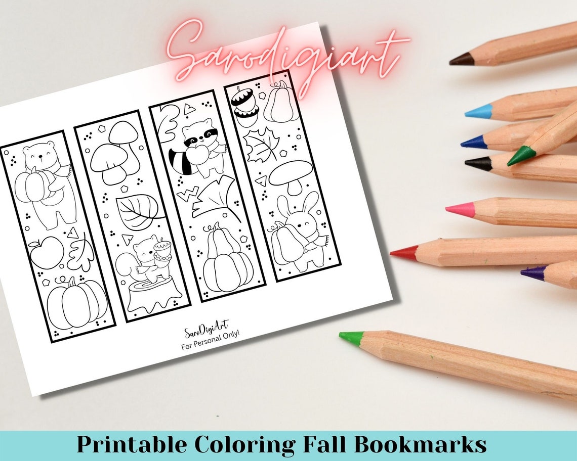 Printable Fall Color Your Own Bookmarks. for Classroom, Fall Party ...