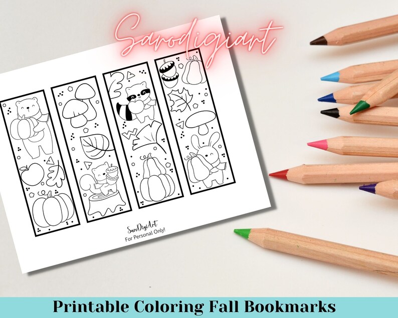 Printable Fall Color Your Own Bookmarks. for Classroom, Fall Party ...