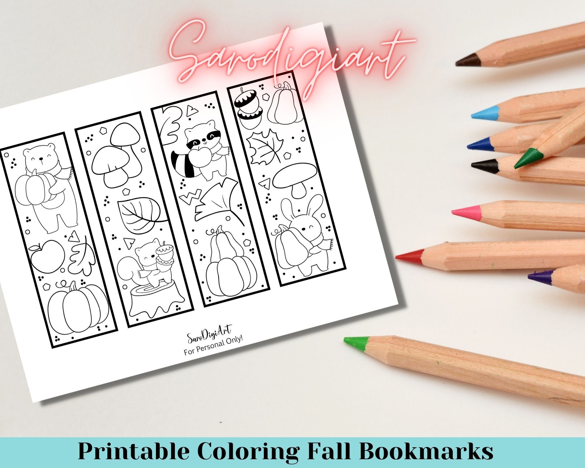 Printable Fall Color Your Own Bookmarks. for Classroom, Fall Party ...