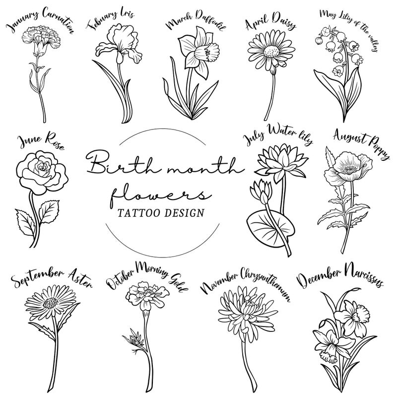 Birth Month Flowers SVG, PNG Bundle, Birthday Flower Svg, Wildflower ...
