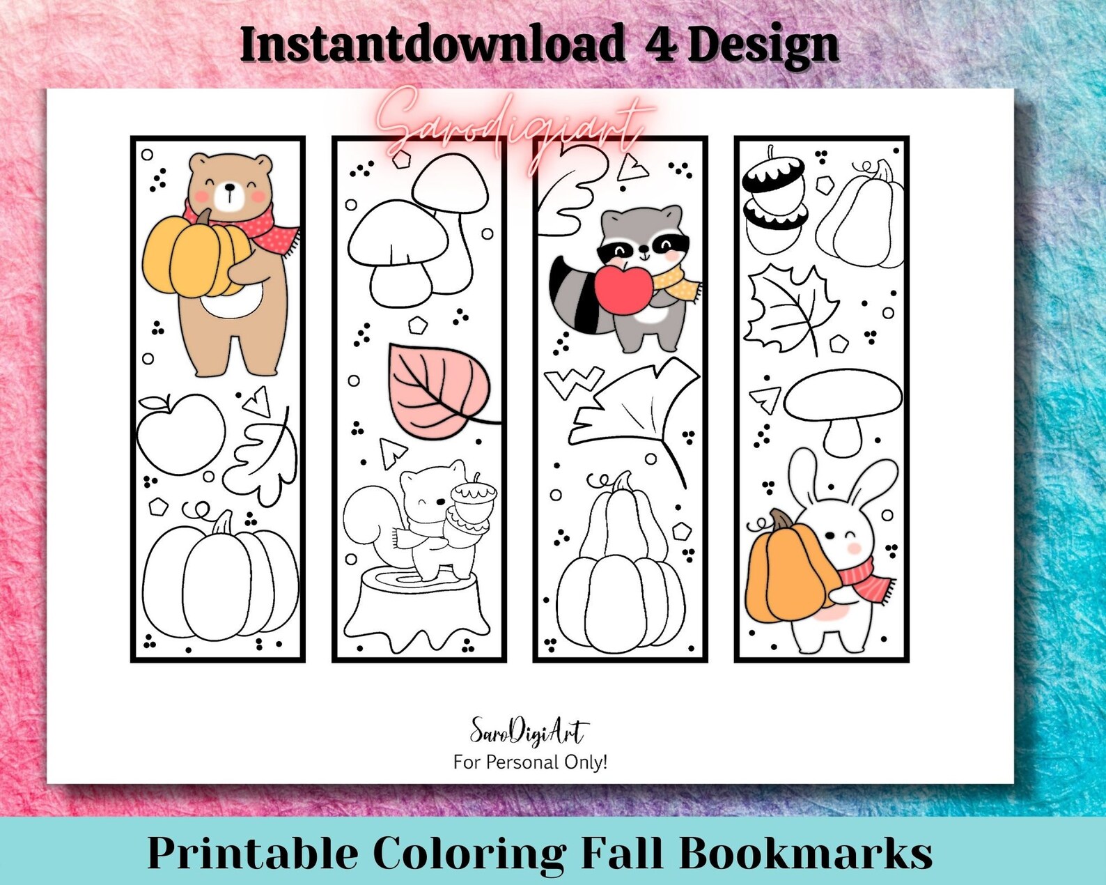 Printable Fall Color Your Own Bookmarks. for Classroom, Fall Party ...