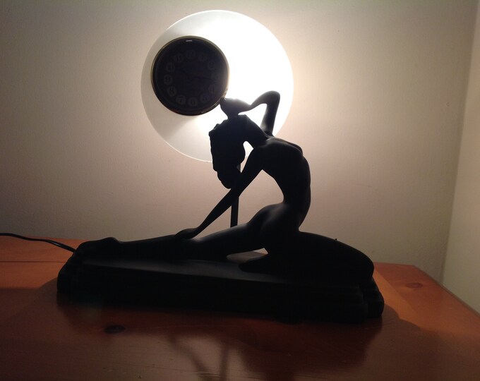 Art Deco Figural Lamp With crosa Quartz Clock Set - Etsy