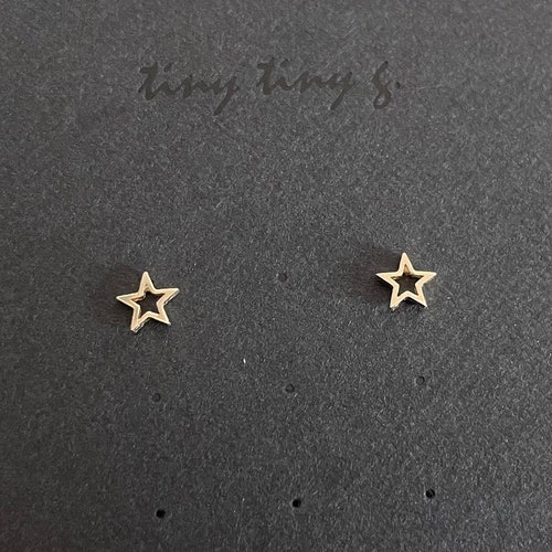 10K Gold Tiny Star Studs Earrings Solid Gold 10K Real Gold - Etsy