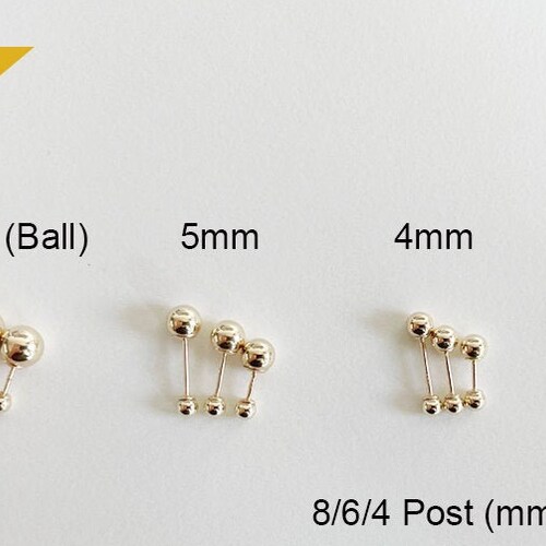 14K Solid Gold Ball 23456mm Lightweight Piercing 21G - Etsy