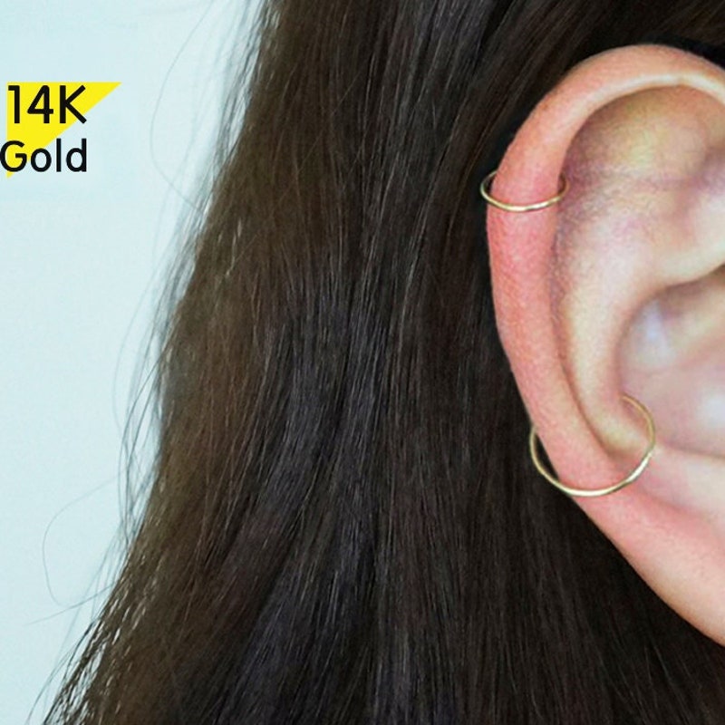 14k Gold Cartilage Earring - Etsy