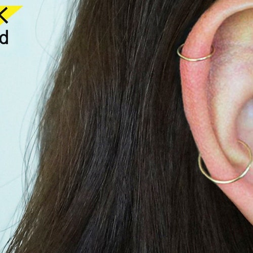 14k Solid Gold Helix Piercing Seamless Hoop Ring...18g..or - Etsy