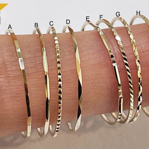 14K Solid Gold Super Thin Stacking Ring TGR202 - Etsy