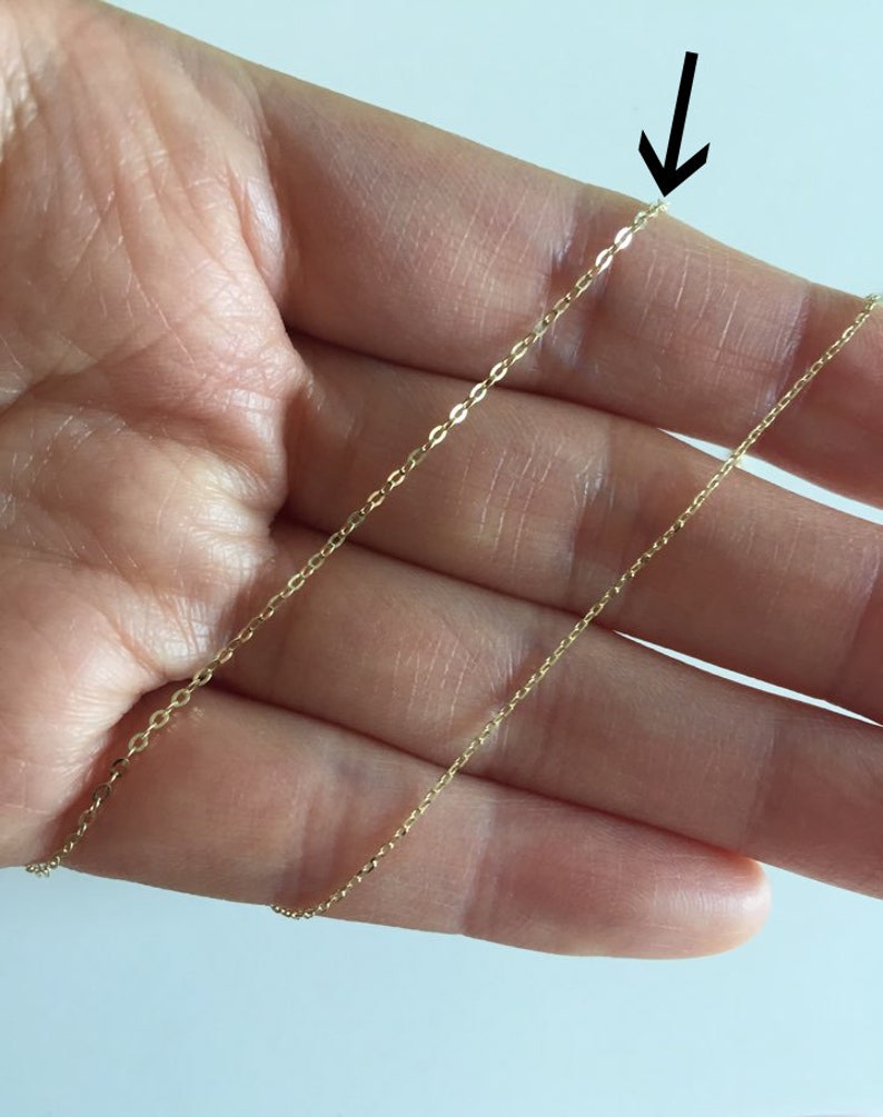 14K Solid Gold Necklace Thin Chain Tiny Thin Pendant 14K - Etsy