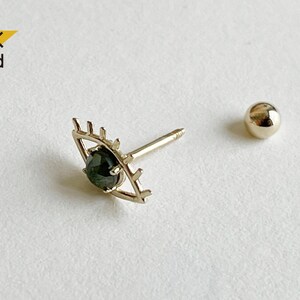 14K Solid Gold Eye Rough Diamond Barbell Piercing, 22G, 6mm Post - Etsy