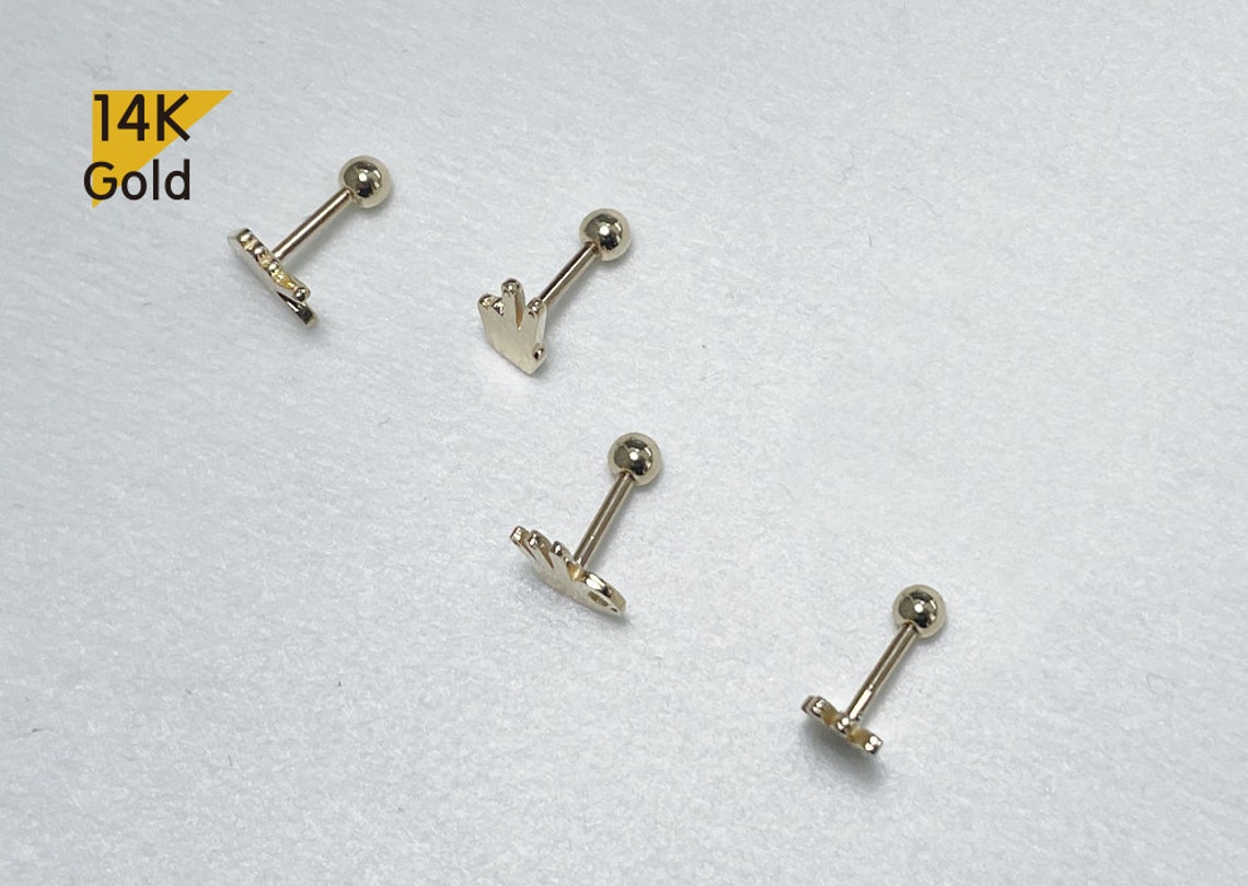 14K Solid Gold Finger Sign and Hand Gesture Barbell Piercing, 22G, 6mm ...