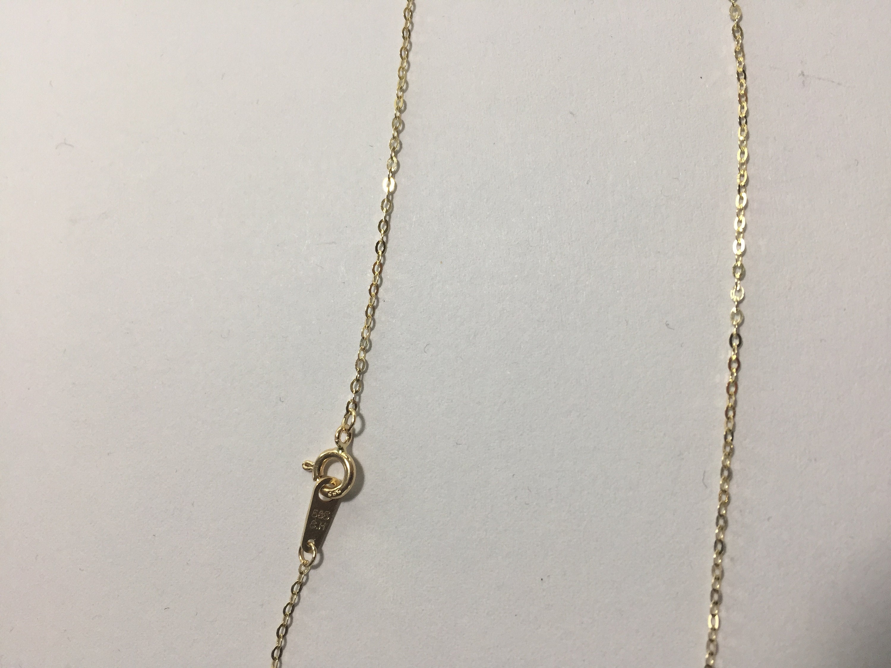 14K Solid Gold Necklace Thin Chain Tiny Thin Pendant 14K | Etsy